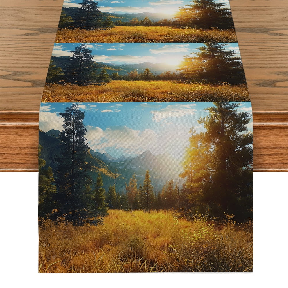 Autumn Natural Scenery Bush Forest Table Runner Kitchen Table r ...