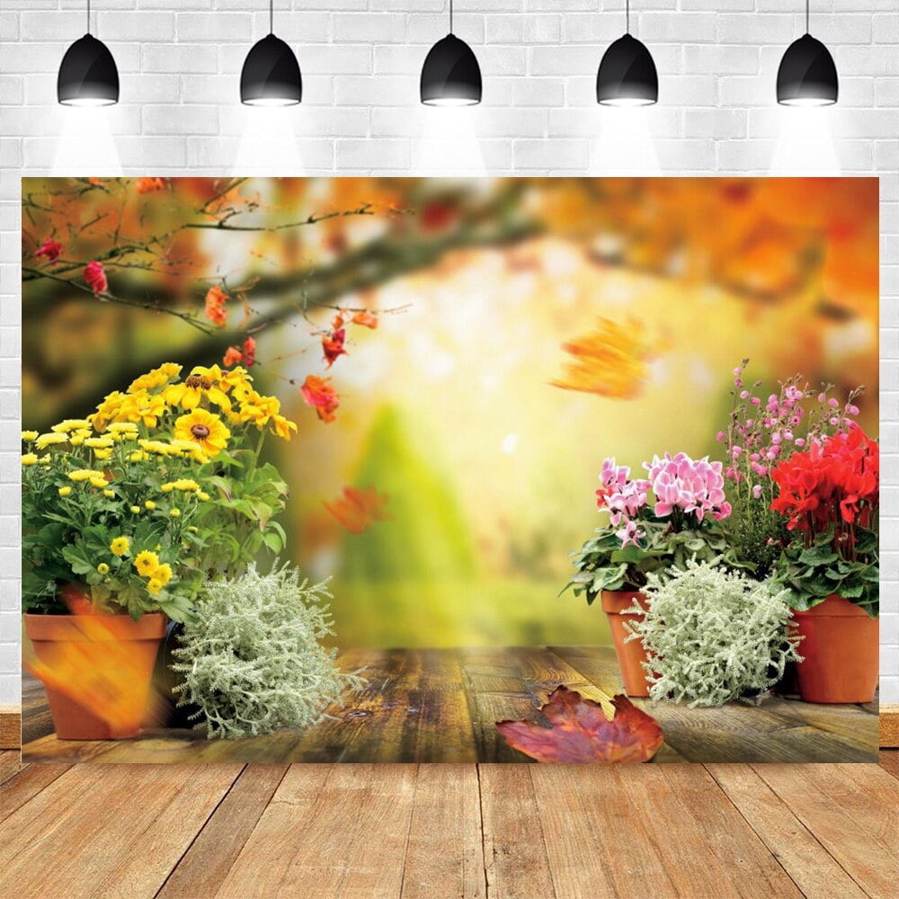 Autumn Natural Scenery Forest Tree Fallen Leaves Flower Backdrop ...