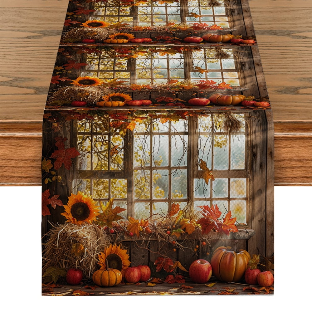 Autumn Natural Scenery Healing Wind Table Runner Kitchen Table r ...
