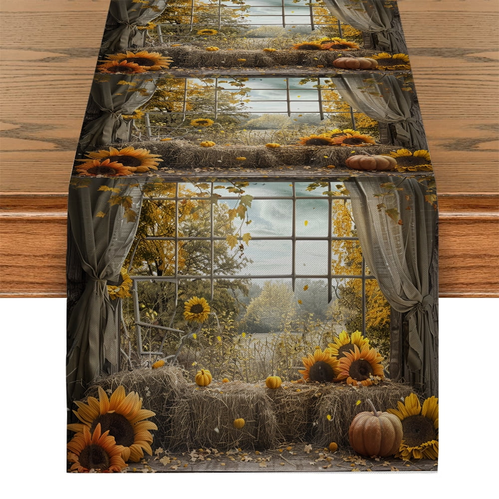 Autumn Natural Scenery Healing Wind Table Runner Kitchen Table r ...
