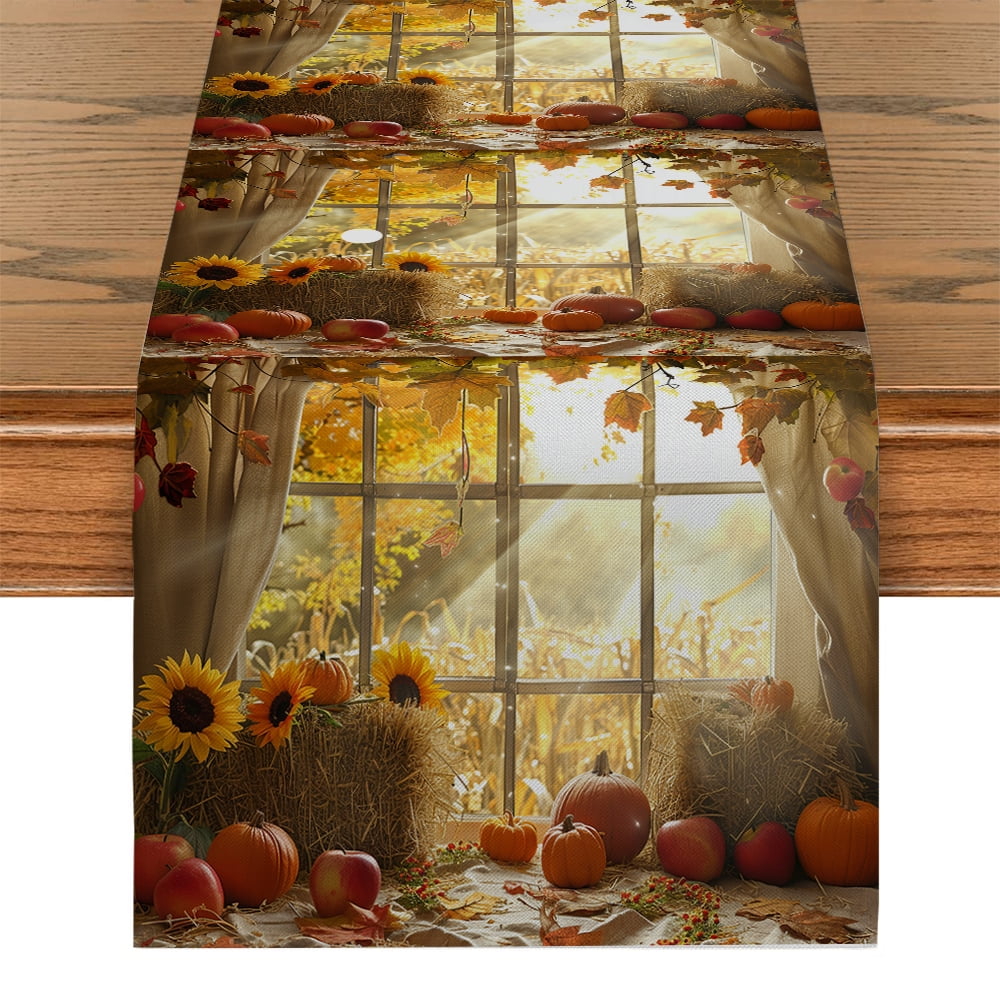 Autumn Natural Scenery Healing Wind Table Runner Kitchen Table r ...