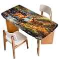 Autumn Nature Fitted Rectangle Tablecloth 24" x 50" Scenery Forest Deer ...