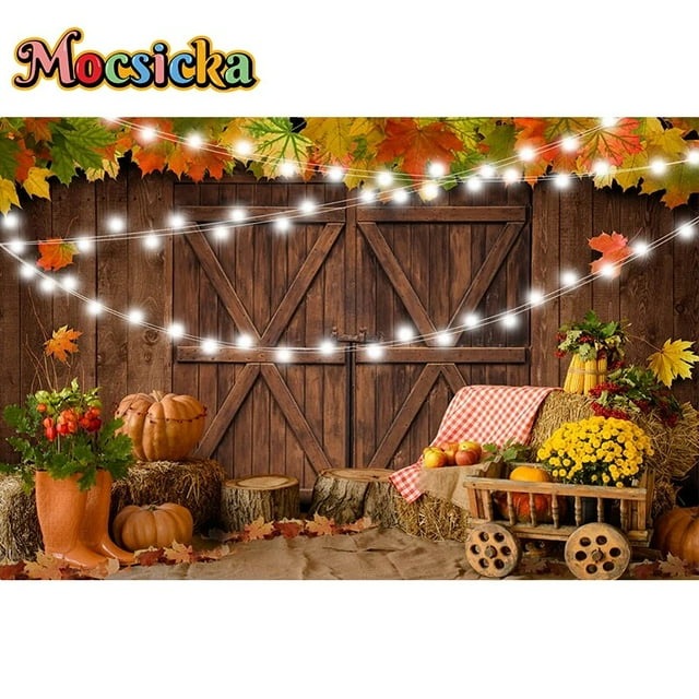 Autumn Nature Scenery Photography Background Window Wooden Door Barn ...