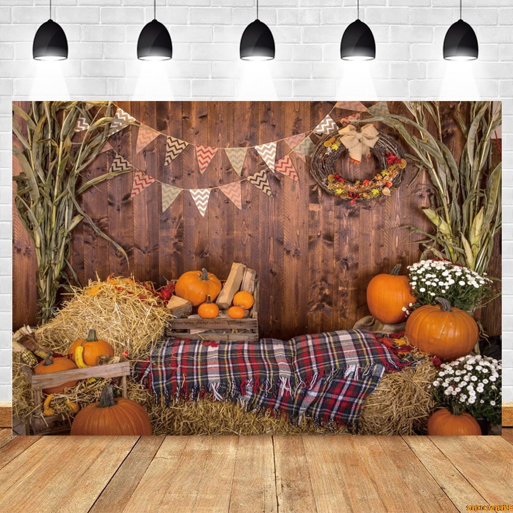 Autumn Nature Scery Farm Warehouse Haystack Backdrop Fall Leaves ...