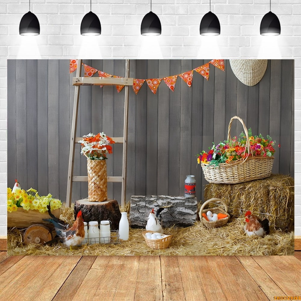 Autumn Nature Scery Farm Warehouse Haystack Backdrop Fall Leaves ...