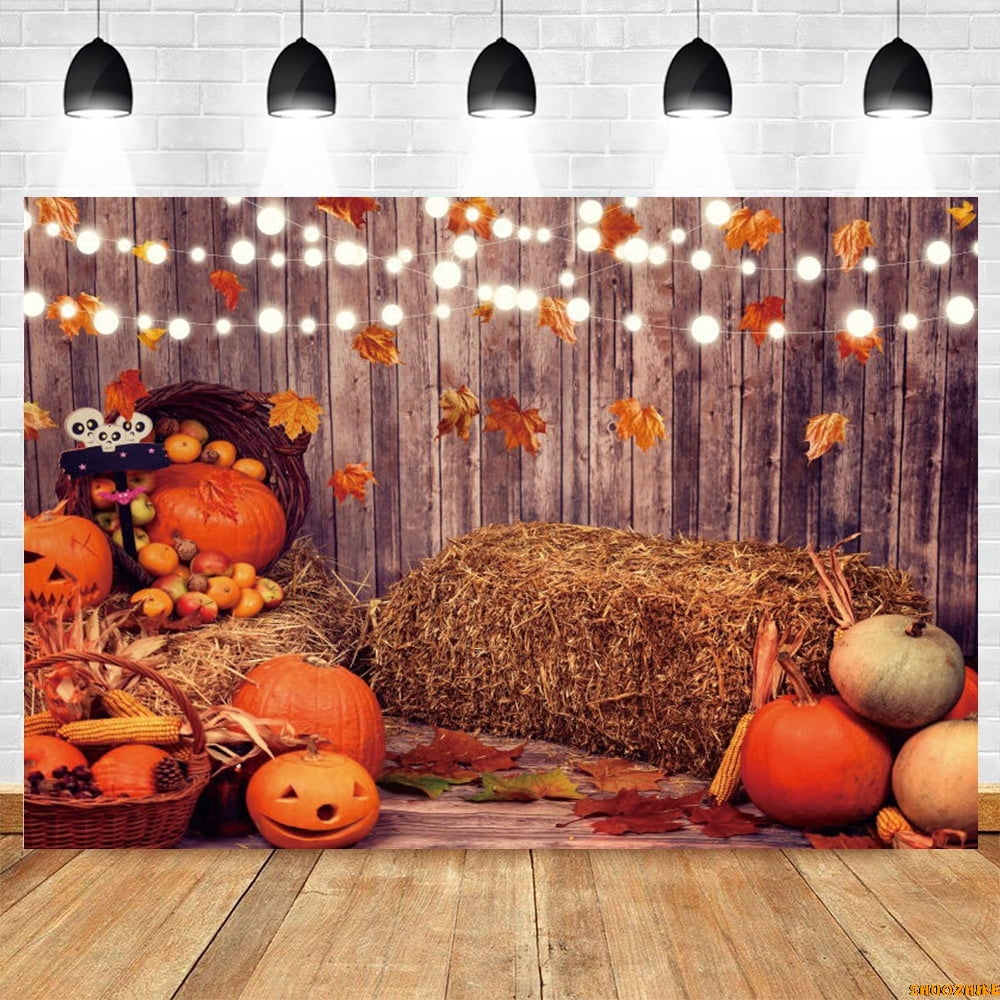 Autumn Nature Scery Farm Warehouse Haystack Backdrop Fall Leaves ...
