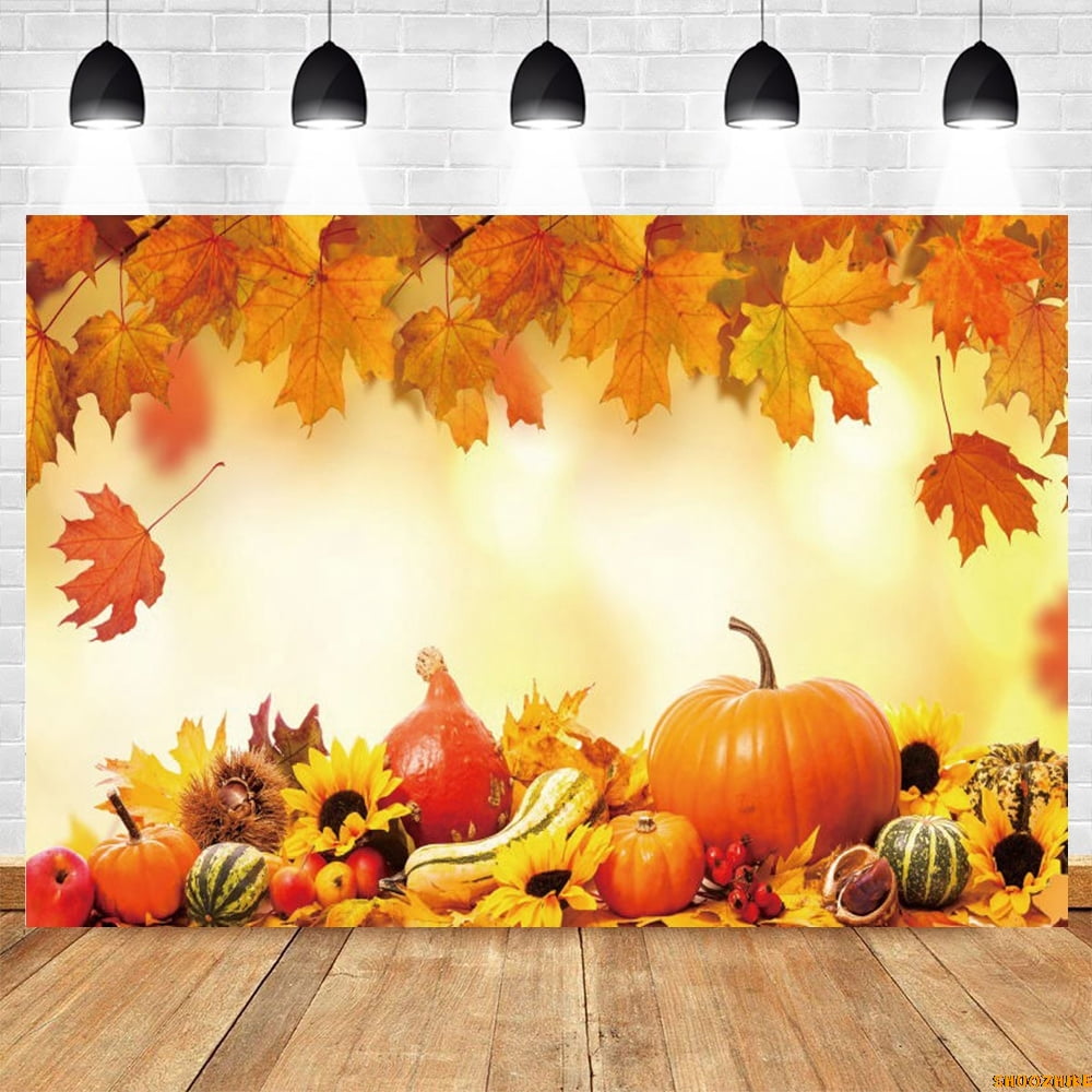 Autumn Nature Scery Farm Warehouse Haystack Backdrop Fall Leaves Pumpkin Baby Portrait ...