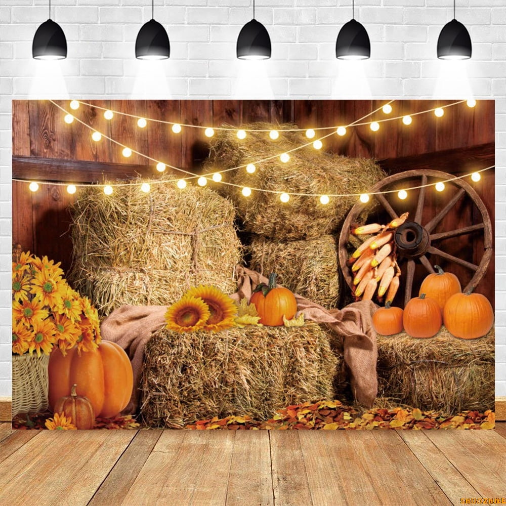Autumn Nature Scery Farm Warehouse Haystack Backdrop Fall Leaves ...