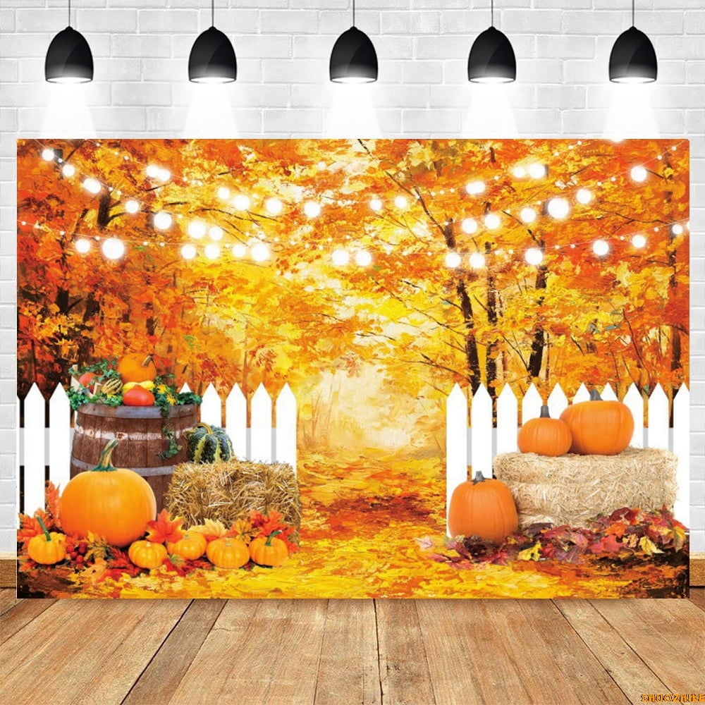 Autumn Nature Scery Farm Warehouse Haystack Backdrop Fall Leaves ...