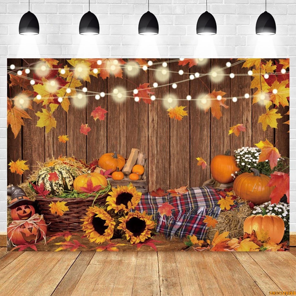 Autumn Nature Scery Farm Warehouse Haystack Backdrop Fall Leaves ...