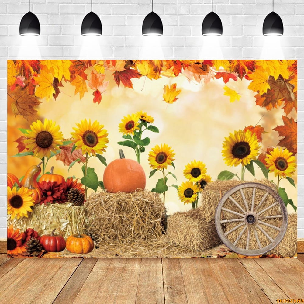 Autumn Nature Scery Farm Warehouse Haystack Backdrop Fall Leaves ...