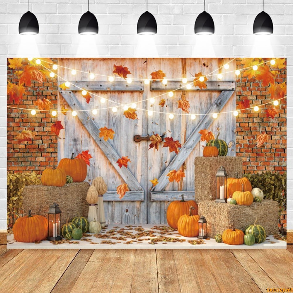 Autumn Nature Scery Farm Warehouse Haystack Backdrop Fall Leaves ...