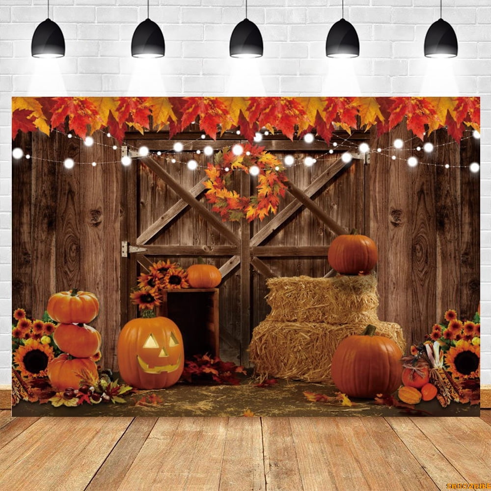 Autumn Nature Scery Farm Warehouse Haystack Backdrop Fall Leaves ...