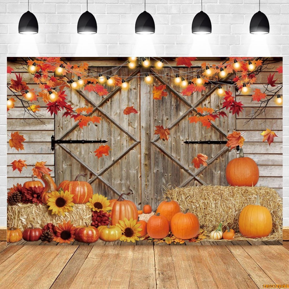 Autumn Nature Scery Farm Warehouse Haystack Backdrop Fall Leaves ...