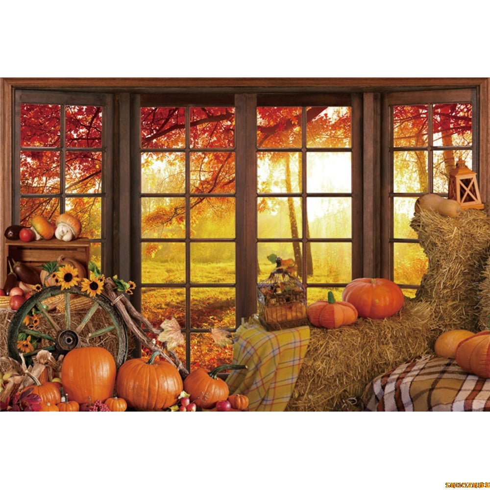 Autumn Nature Scery Farm Warehouse Haystack Backdrop Fall Leaves ...