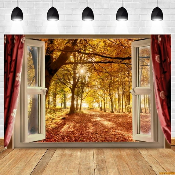 Autumn Nature Scery Farm Warehouse Haystack Backdrop Fall Leaves ...