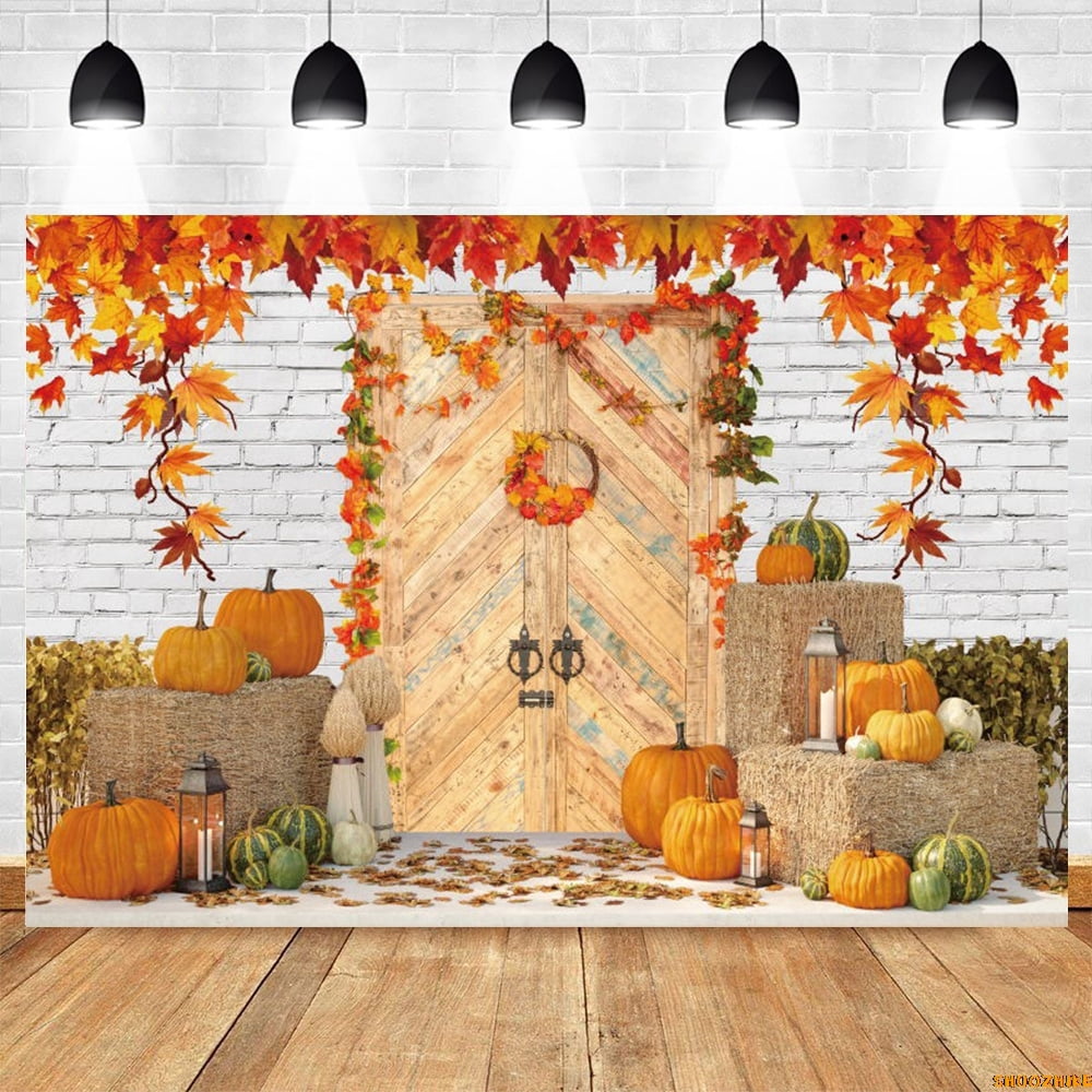 Autumn Nature Scery Farm Warehouse Haystack Backdrop Fall Leaves ...
