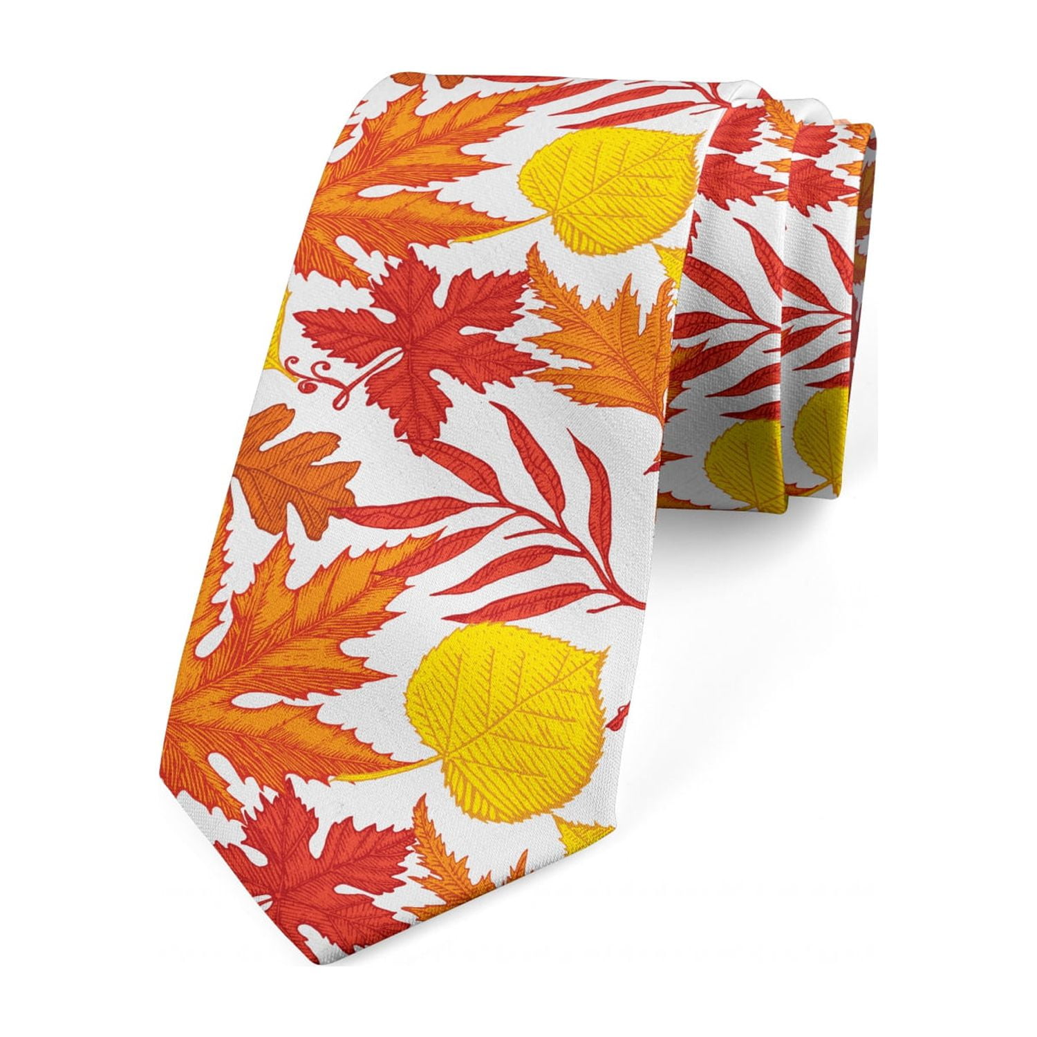 Autumn Necktie, Various Fall Leaves Design, Dress Tie, 3.7", Orange ...