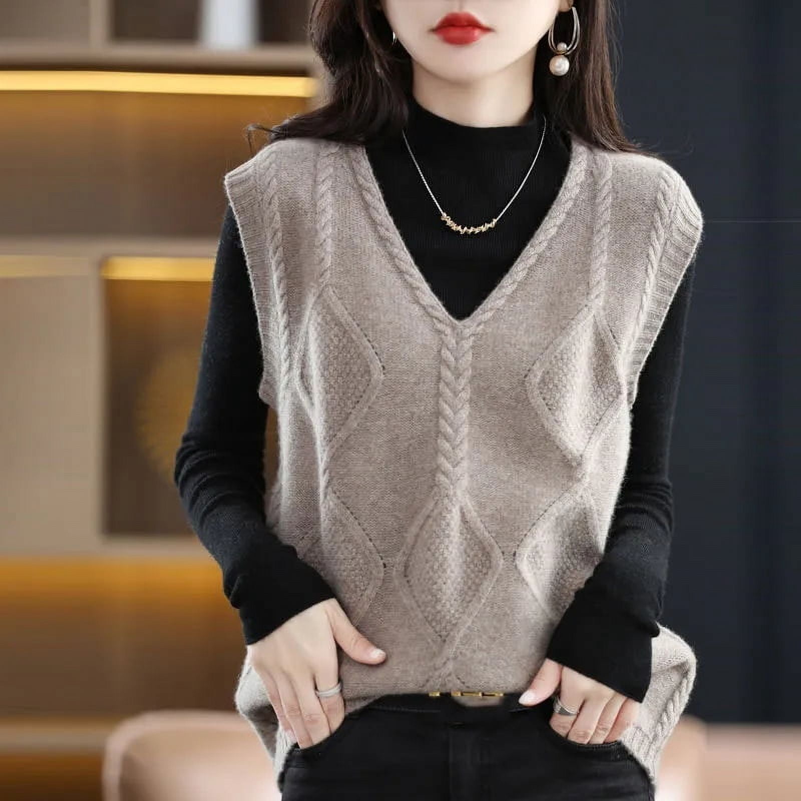 Autumn New Korean Sweater Vest Women V Neck Pullover Knitting Vest Tops ...