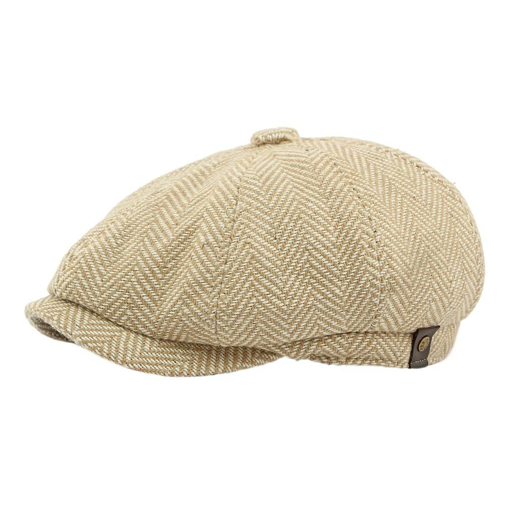 Autumn New Octagonal Hat Men's Duckbill Beret British Retro Herringbone ...