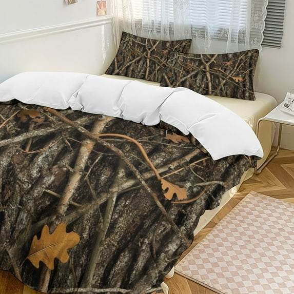 Autumn Oak Leaves Print Set Duvet Cover Themed Multicolor Polyester ...