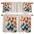 Autumn Orange Blue Leaf Kitchen Curtains and Valances Set, Country ...