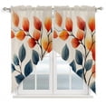 Autumn Orange Blue Leaf Swag Curtain Valance for Window 2 Panels ...