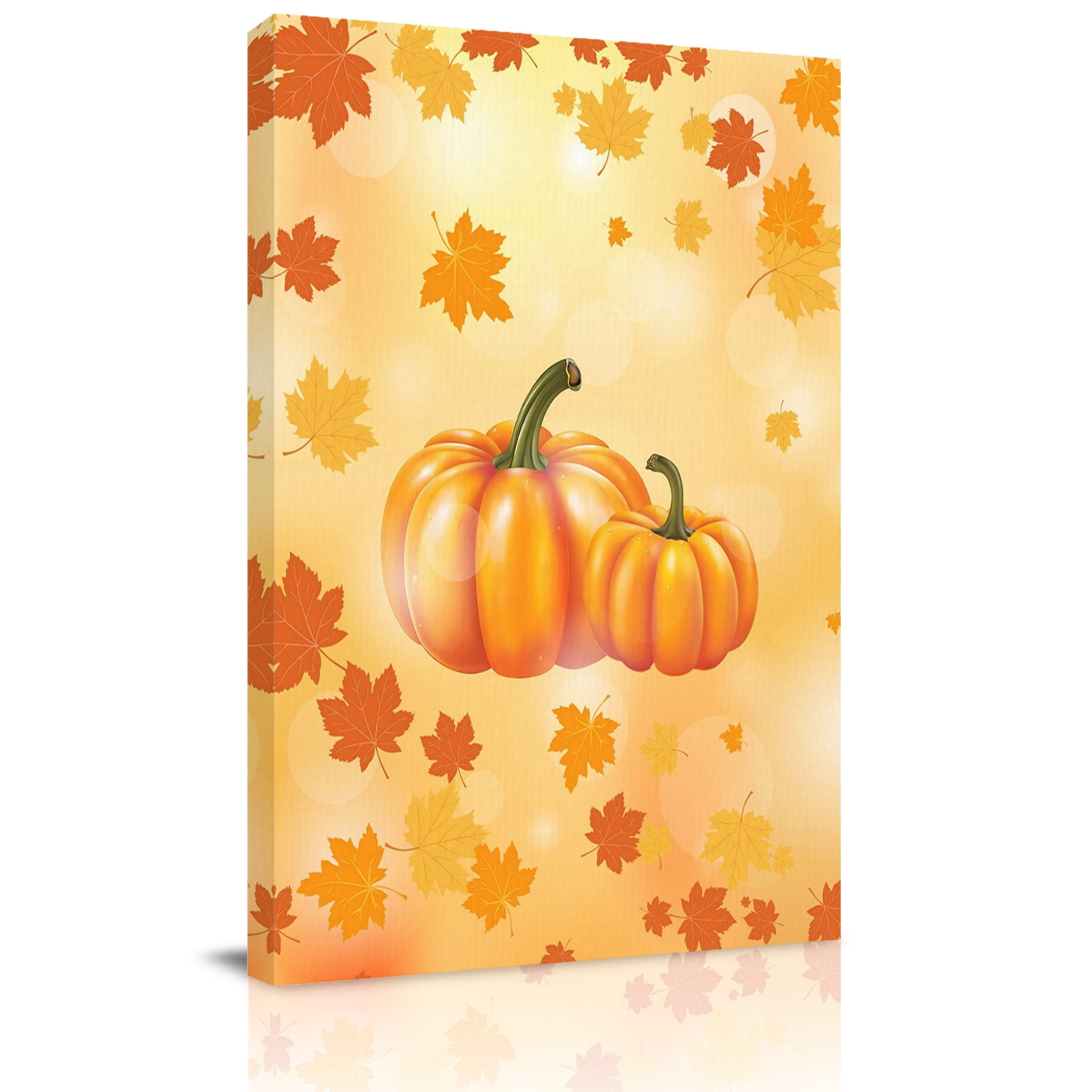 Autumn Orange Canvas Wall Art for Living Room, Pumpkin Maple Leaves ...