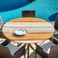 Autumn Orange Gray Stripes Gradient Art Round Fitted Tablecloth with ...