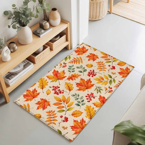 Autumn Orange Maple Leaves Seamless Rectangle Area Rug 2x3ft,Living ...