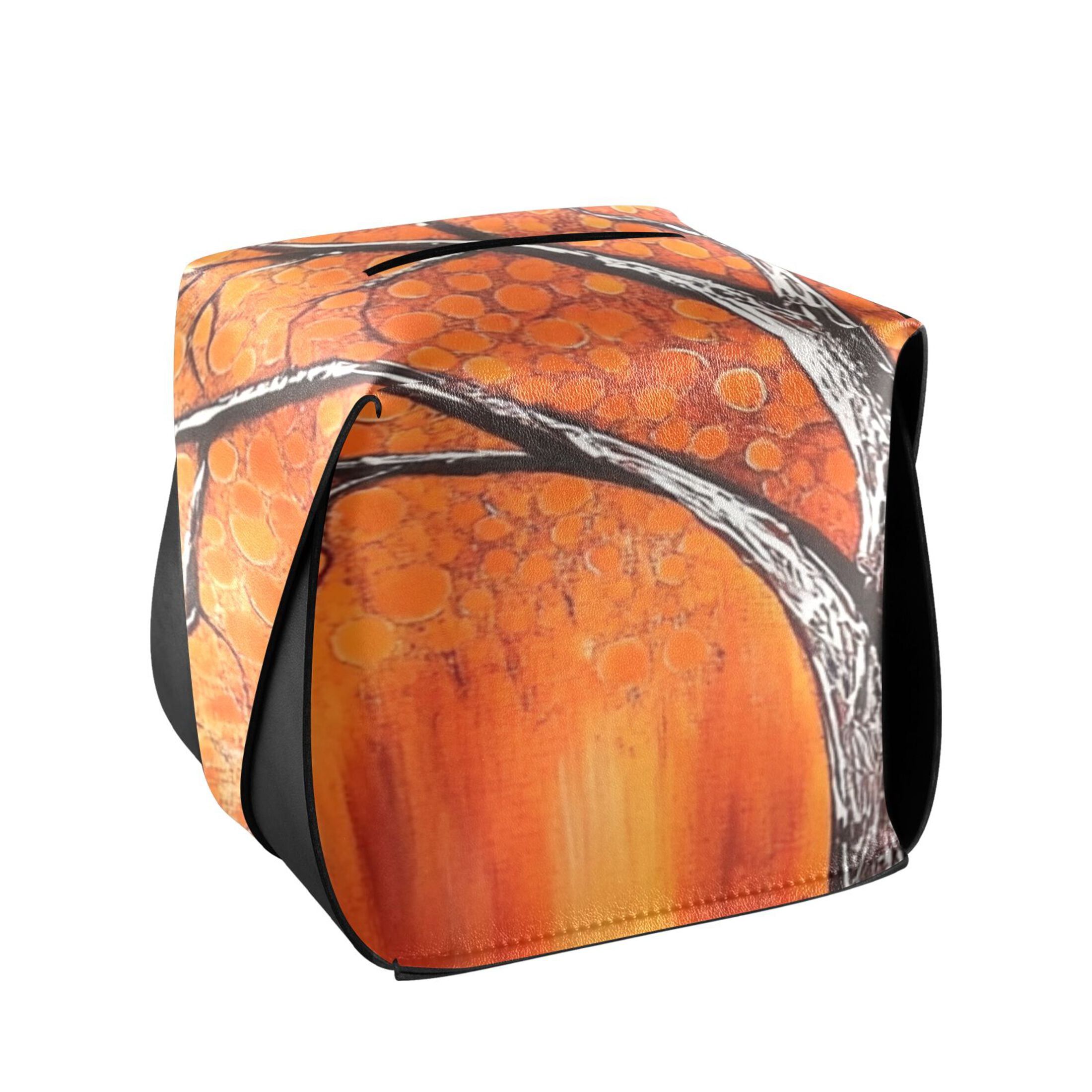Autumn Orange Tree Tissue Box Cover Leather Square Rectangle Tissue Box ...