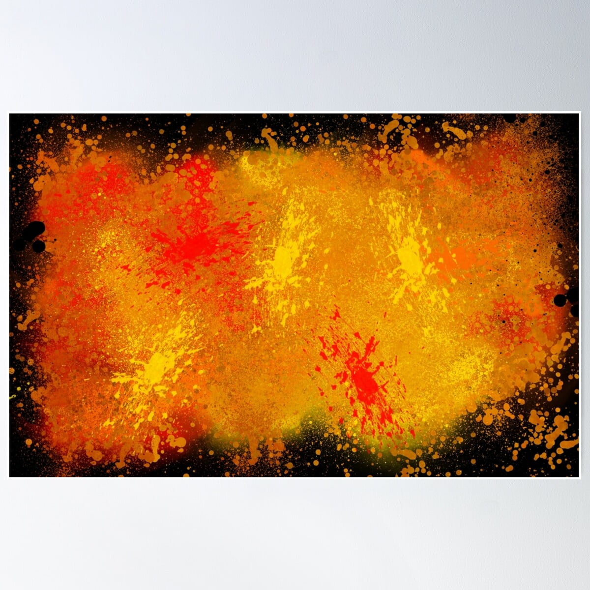 Autumn Paint Splatter Warm Tones Poster Wall Art, Modern Wall Decor For ...