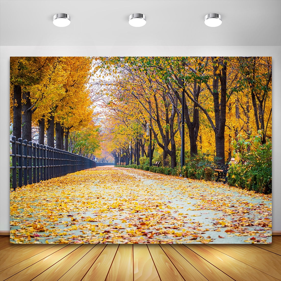 Autumn Park Fallen Leaves Yellow Photo Backdrops Scenic Photography ...
