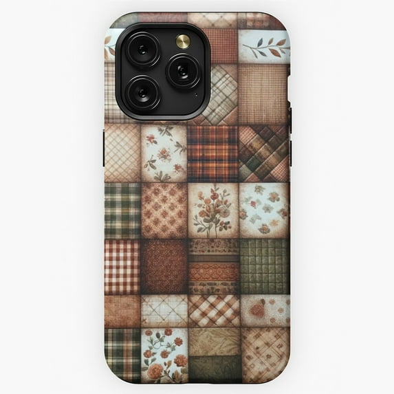 Autumn Patchwork Pattern Classic Quilt Aesthetic iPhone Case 17 16 15 ...