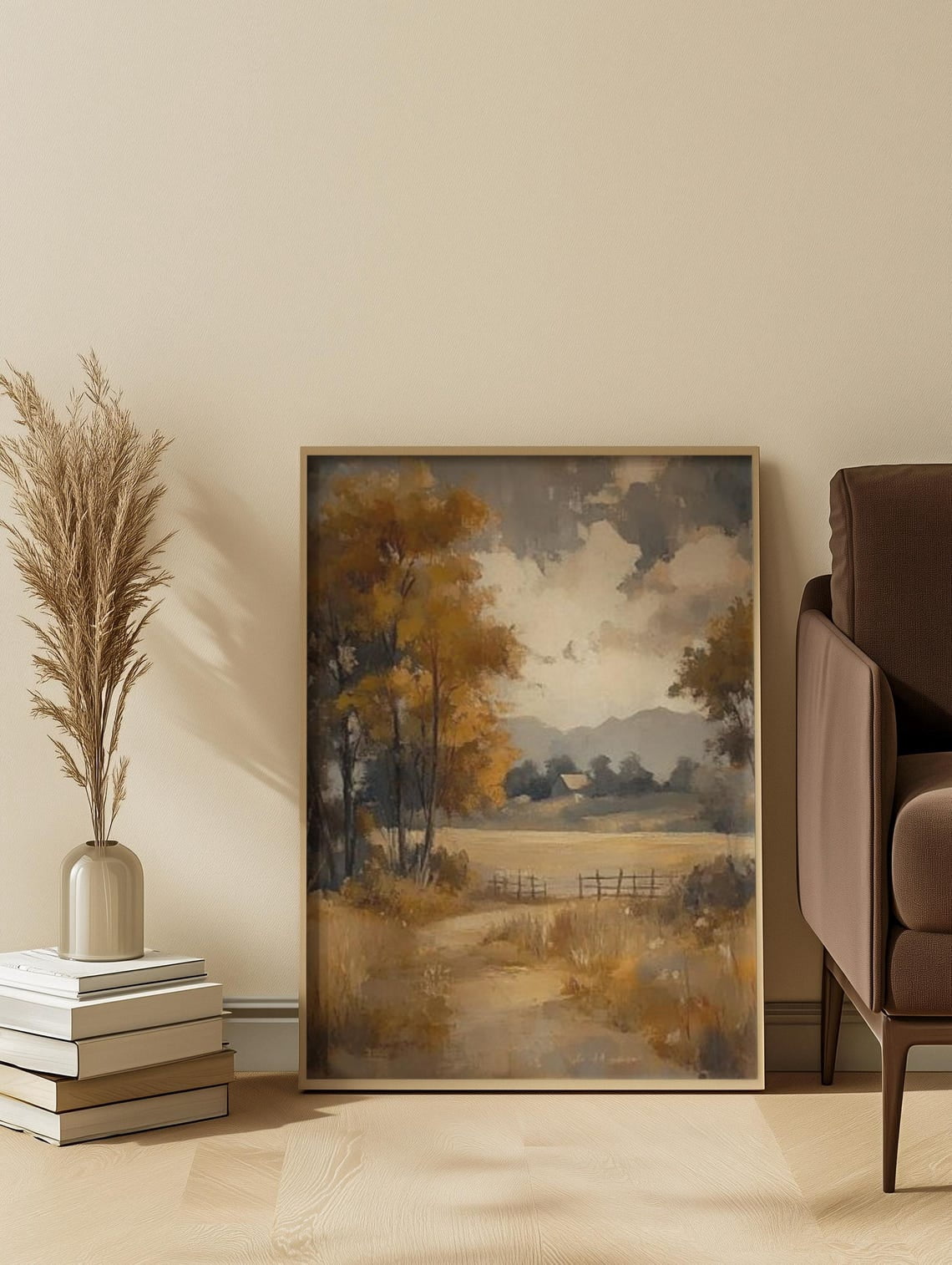 Autumn Path Wall Art Poster Warm Countryside Fall Landscape With Fence ...