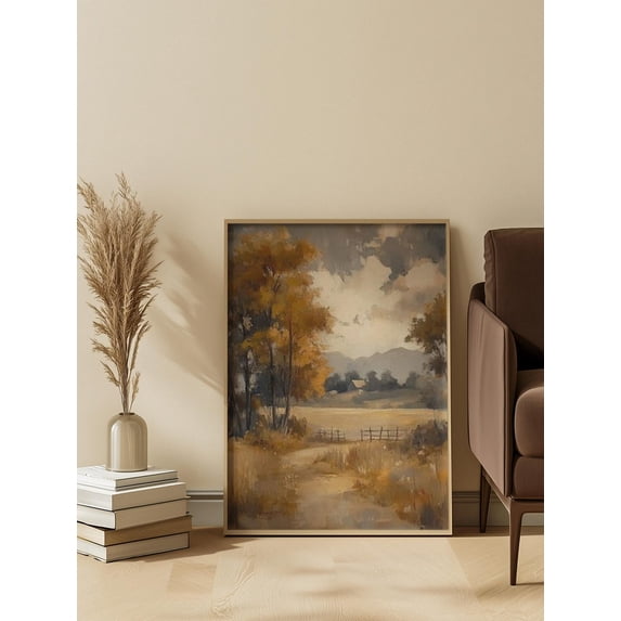 Autumn Path Wall Art Poster Warm Countryside Fall Landscape With Fence ...