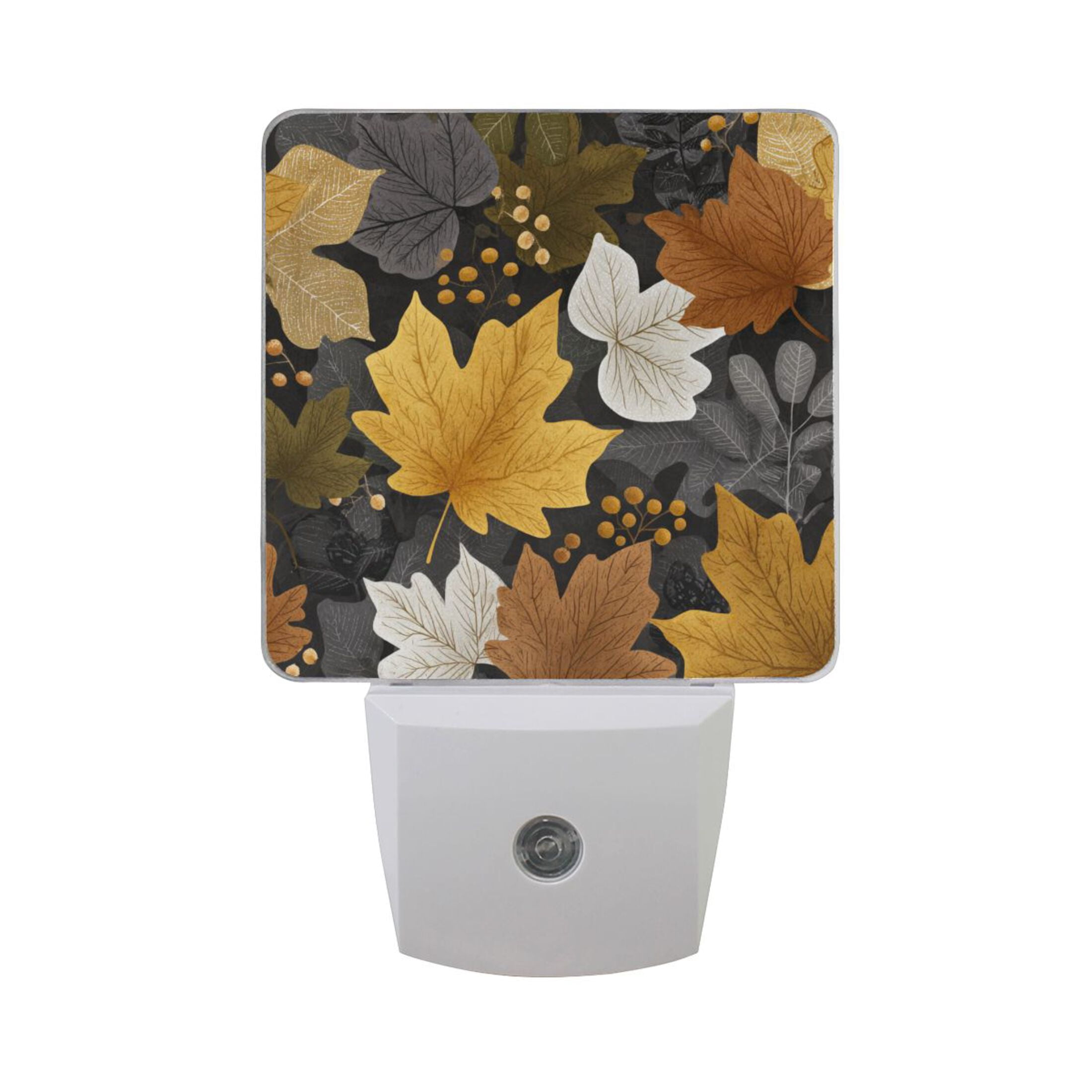Autumn Pattern Featuring Maple Leaves Seeds LED Night Light Sensor Lamp ...