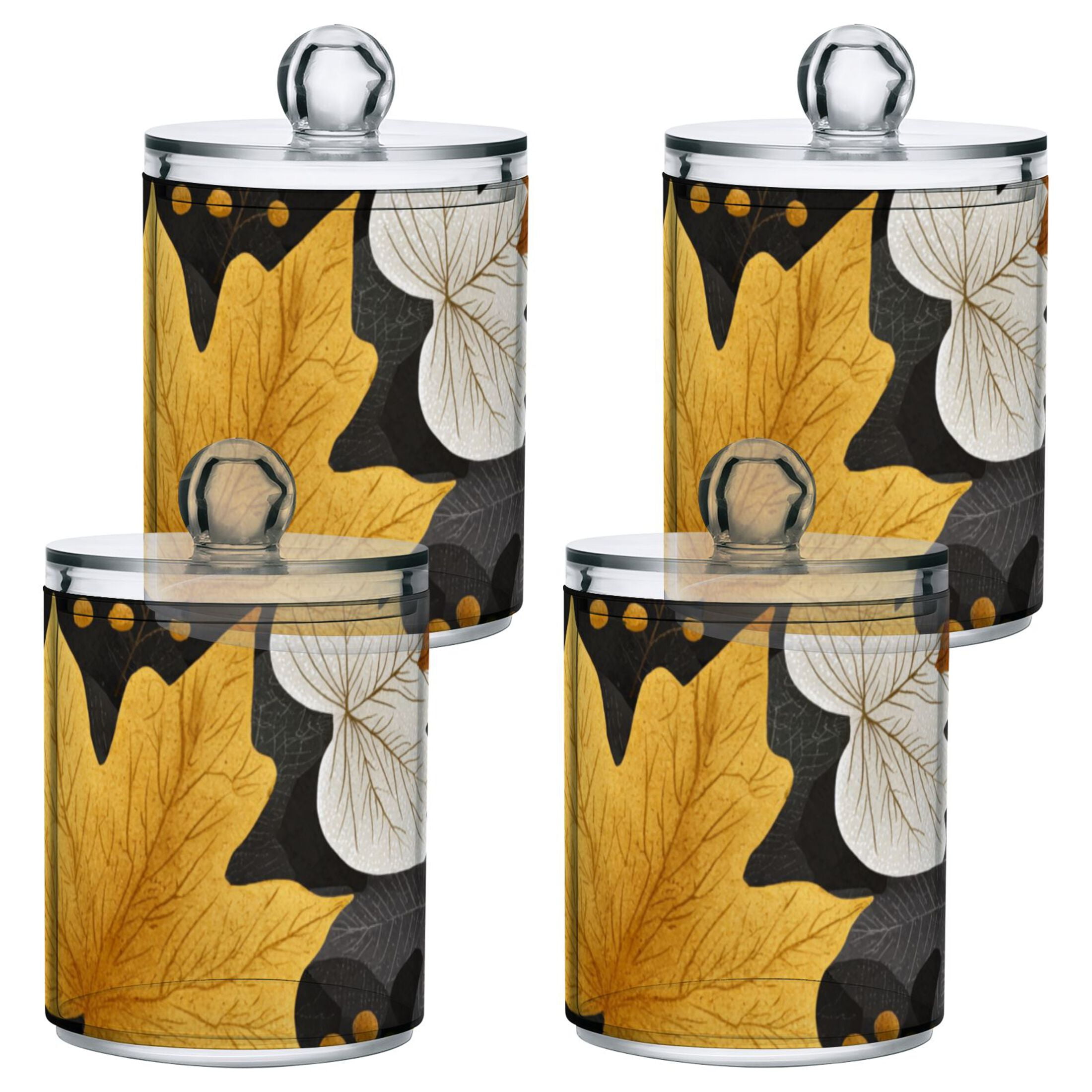 Autumn Pattern Featuring Maple Leaves Seeds Translucent Plastic Cans ...
