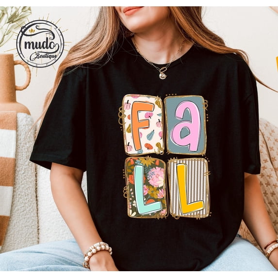 Autumn Pattern TShirt Pumpkin Floral Fall Season Tee - Walmart.com