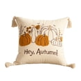 Autumn Pillow Cover with Maple Leaves and Pumpkins, Cozy Earthy Tone ...