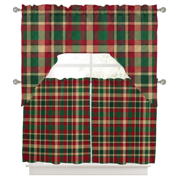 Autumn Plaid Kitchen Curtains Swag Valance and Tier Curtains Set 36 ...