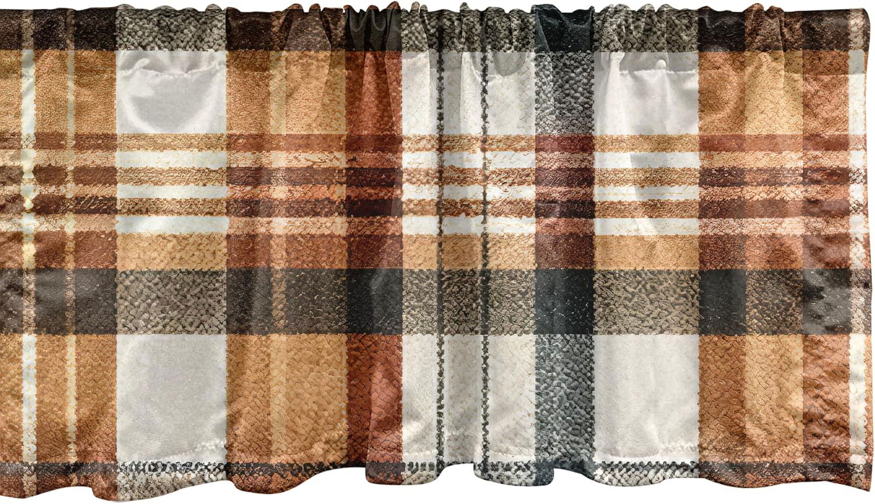 Autumn Plaid Window Valance Pack of 2, Modern Orangish Buffalo Tartan ...