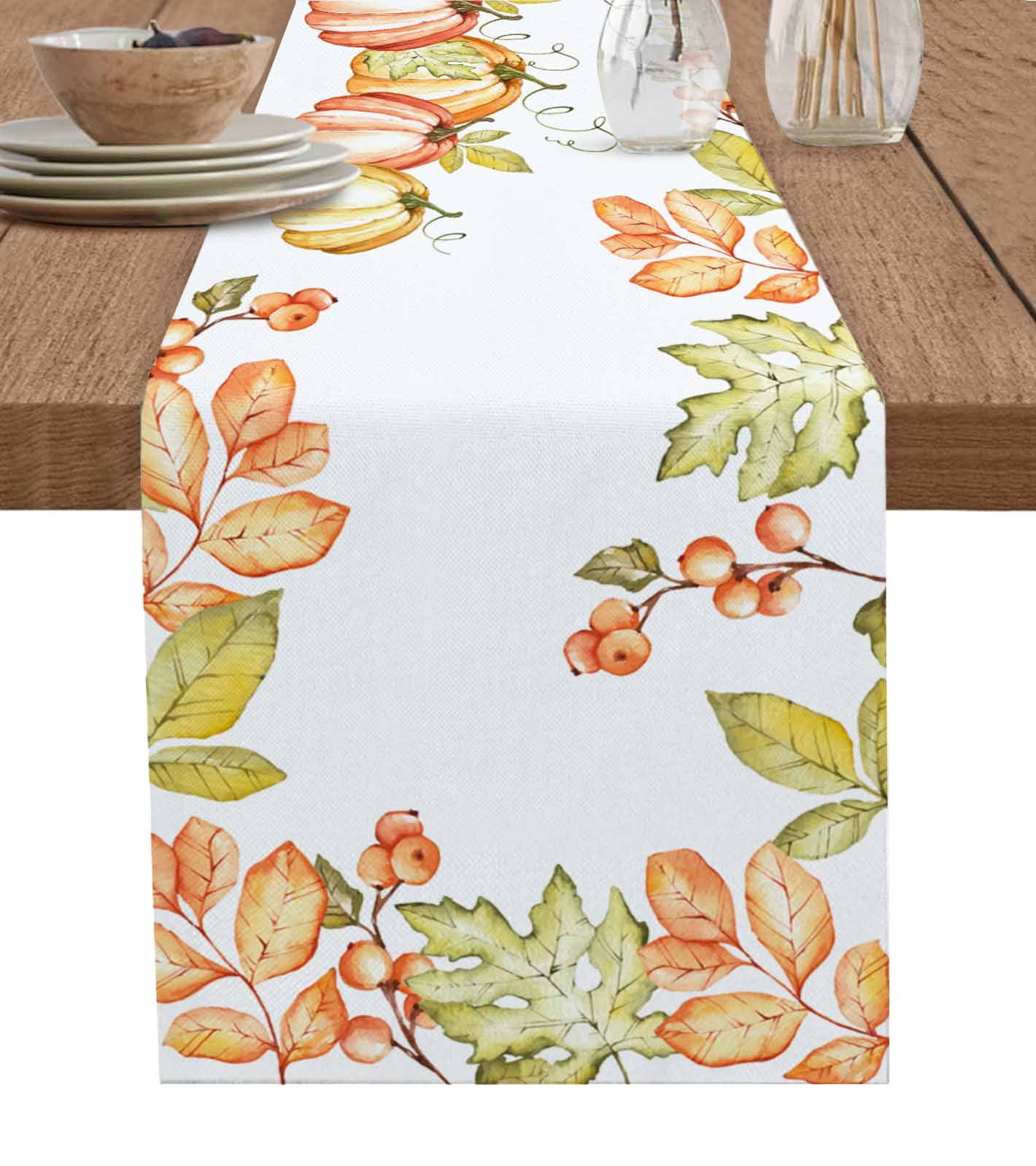 Autumn Plant Berry Pumpkin Grain Table Runner ration Home r Dinner ...