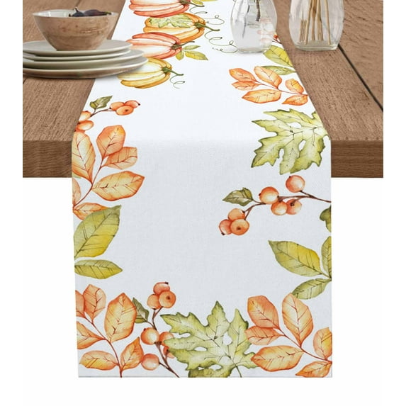 Autumn Plant Berry Pumpkin Grain Table Runner ration Home r Dinner ...