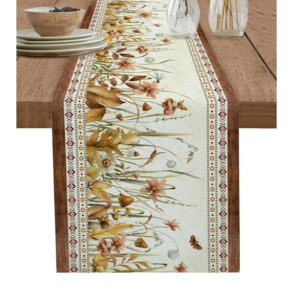 Autumn Plant Flowers Pastoral Style Retro Table Runner ration Home r ...