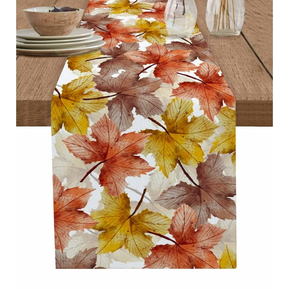 Autumn Plant Maple Leaf Countryside Grain Table Runner ration Home r ...