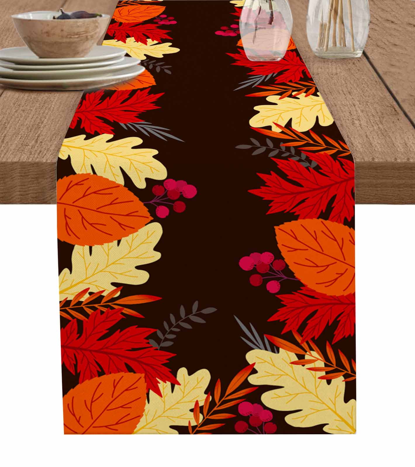 Autumn Plant Maple Leaf Countryside Table Runner ration Home r Dinner ...