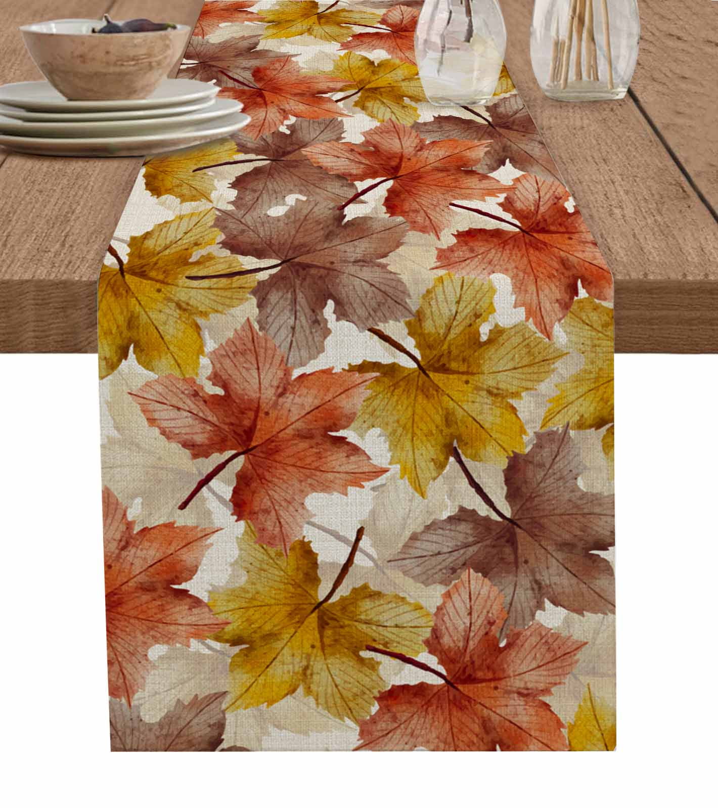 Autumn Plant Maple Leaves Table Runner ration Home r Dinner Table ...
