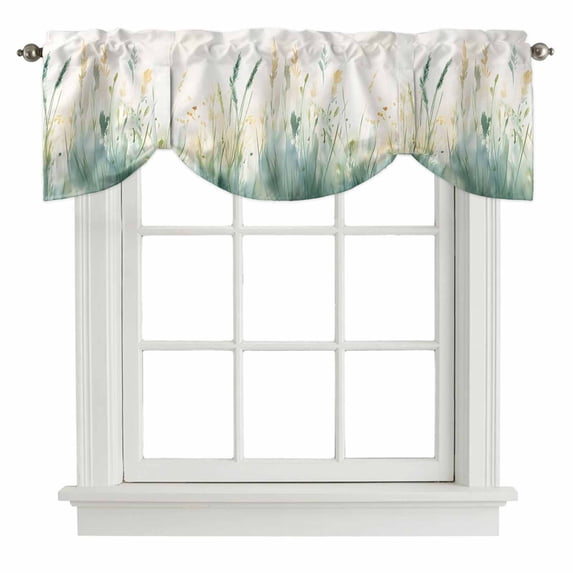 Autumn Plant Tie Up Valance for Windows, Watercolor Country Yellow ...