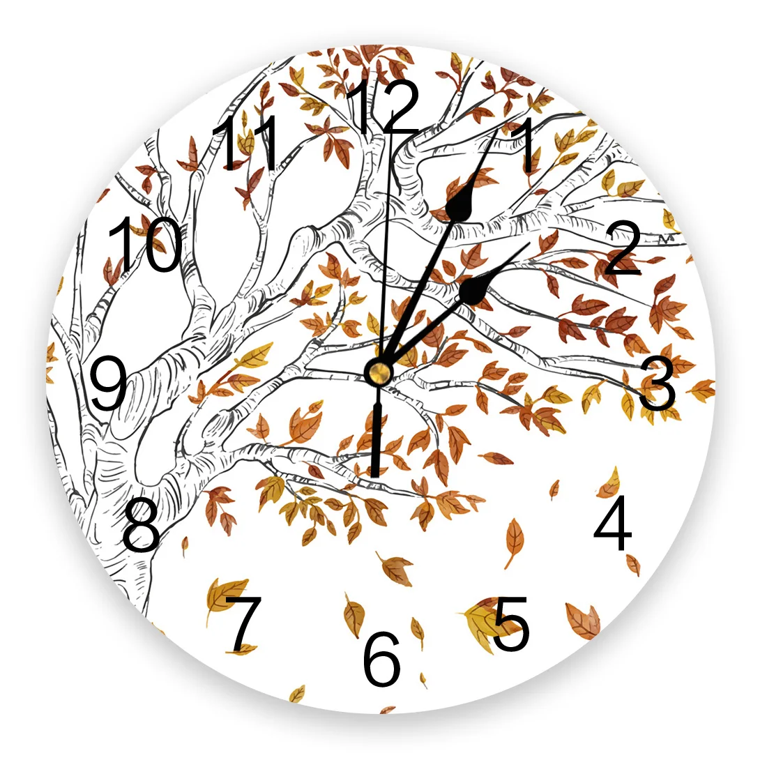 Autumn Plant Tree Leaves Kitchen Round Wall Clocks Desktop Digital ...